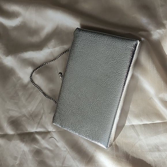 Vintage | Bags | Vintage Silver With Silver Hardware Bagclutch 45 ...